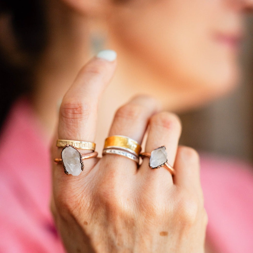 Natural Arkansas Quartz and Copper Rings - Unique Handcrafted Jewelry ...